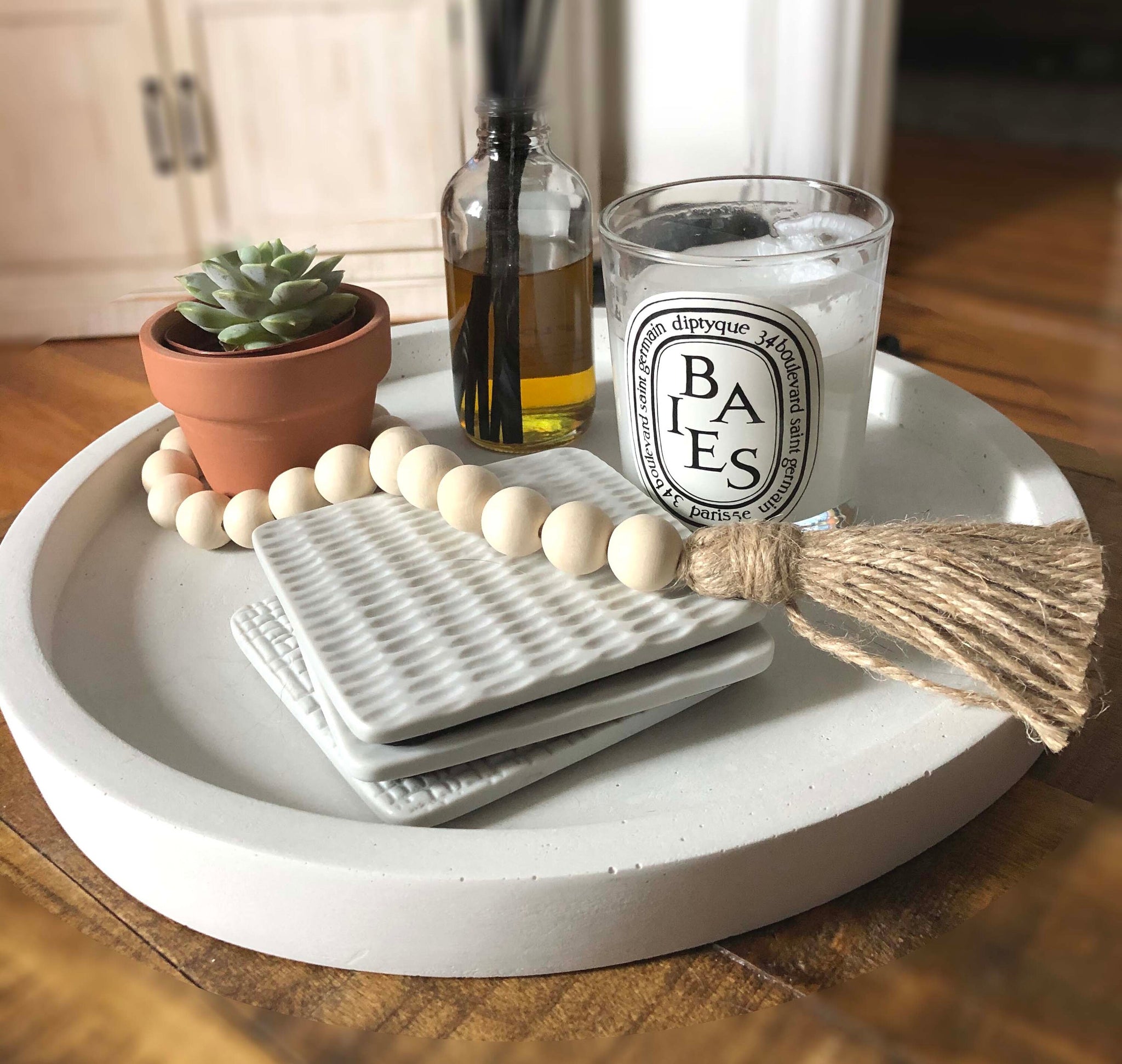 Concrete coffee table tray store